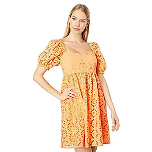 Lilly Pulitzer Kay Dress Cantaloupe Oversized Pinwheel Eyelet 8