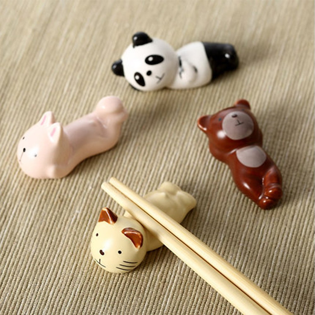 Yooce Cartoon Animal Chopstick Rest Spoon Holder Knife Stand, Set of 4