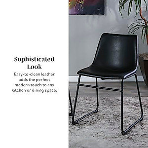 Walker Edison Douglas Urban Industrial Faux Leather Armless Dining Chairs, Set of 2, Green