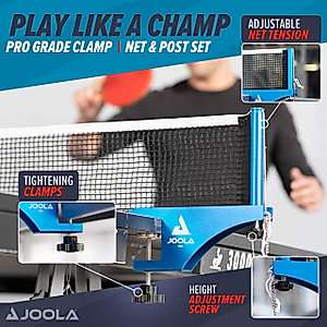 JOOLA Professional Grade WX Aluminum Indoor & Outdoor Table Tennis Net and Post Set - Quick Setup - 72in Regulation Ping Pong Net - Reinforced Cotton Blend Net w/ Adjustable Tensioning System