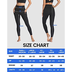 3 Packs Leggings with Pockets for Women, Soft High Waisted Tummy Control Workout Yoga Pants (Reg & Plus Size)