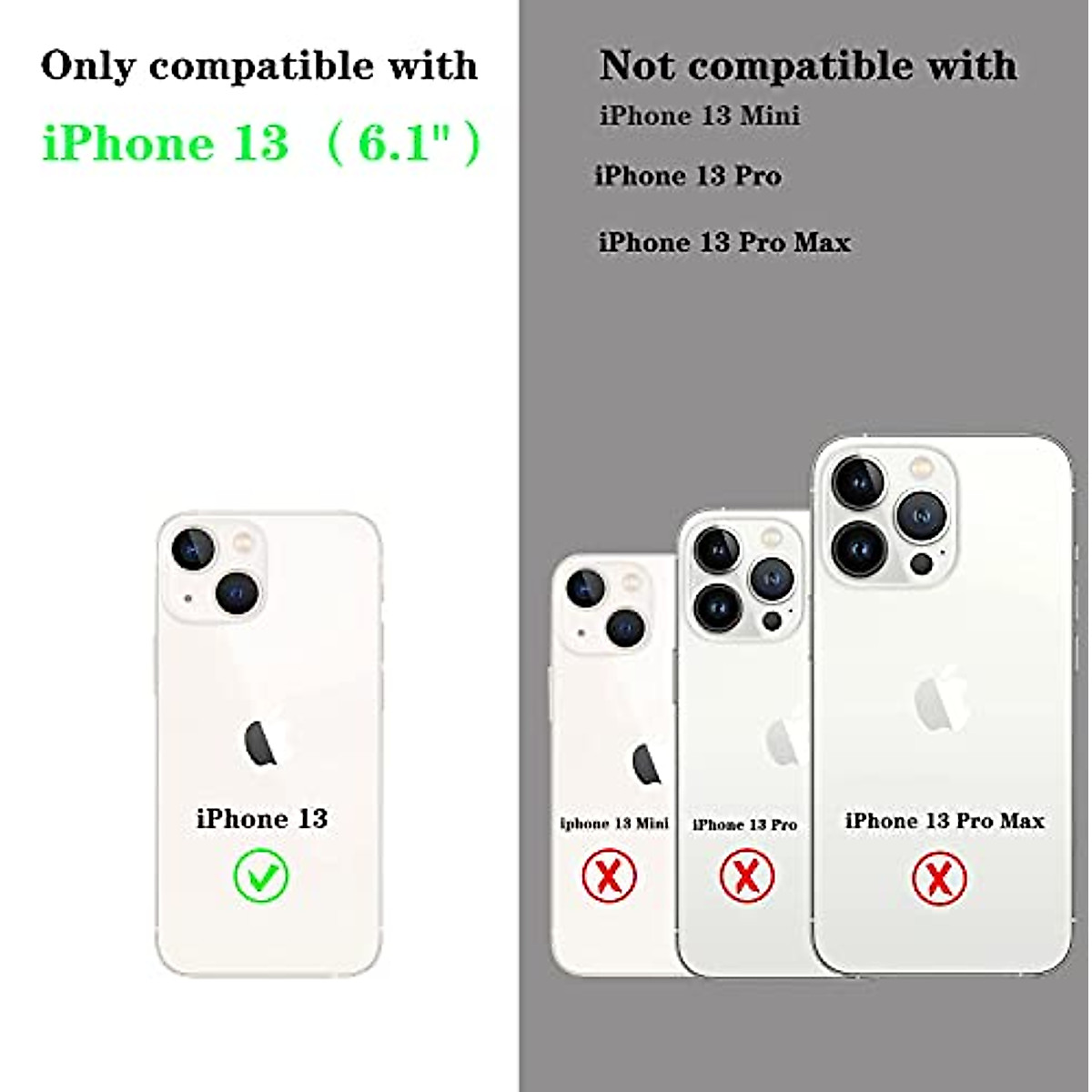 MInCYB Wallet Case Compatible with iPhone 13, Zipper Case with RFID Blocking Card Holder Slots, Magnetic Detachable Leather Flip Folio Cover. Crossbody Phone Case of iPhone 13. Black