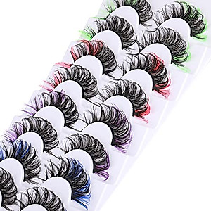Colored Eyelashes Fluffy Eye Lashes with Color Colorful D Curl Strip Lashes Look Like Extensions 5D Mink Natural Wispy Salon Perfect False Eyelashes Pack 8 Pairs By GODDVENUS