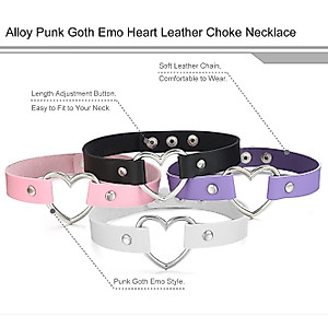 FIBO STEEL Womens Mens Leather Necklace Choker Necklace Heart Punk Goth Style Adjustable 4 Pcs