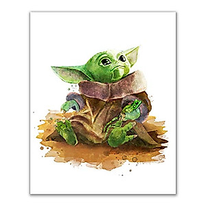 Baby Grogu Mandalorian Prints - Set of 6 (8 inches x 10 inches) Wall Art Decor Poster Photos - Star Wars TV Series Pedro Pascal & The Child Baby Yoda