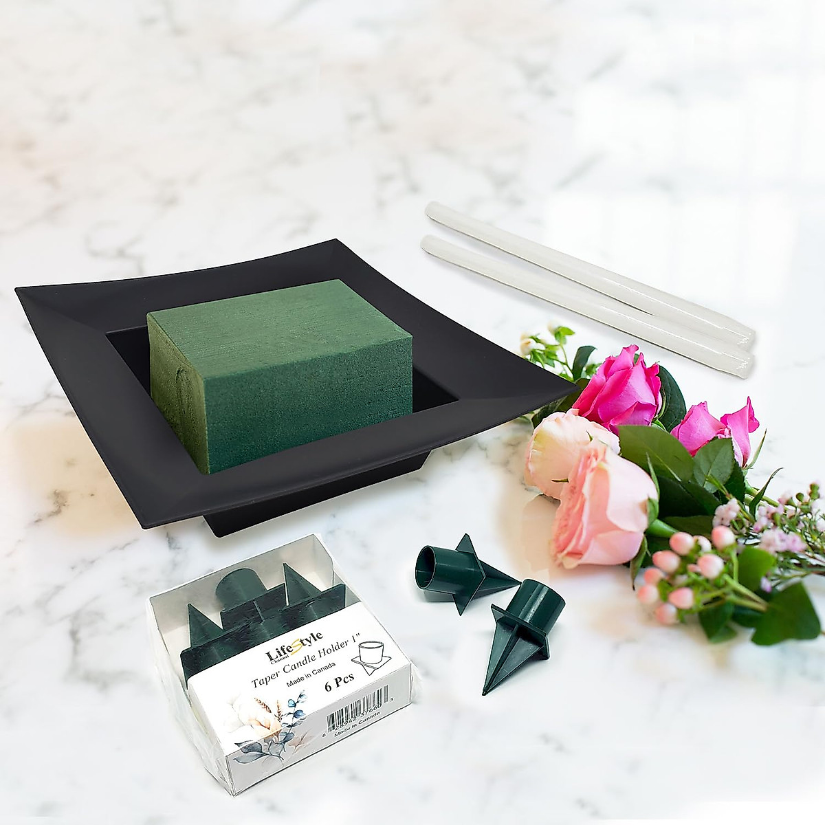 Floral Taper Candle Holder 6 Pcs by LifeStyle Channel