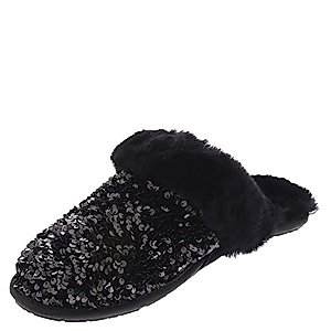 UGG Women's Scuffette Ii Chunky Sequin Slipper, Black, 5