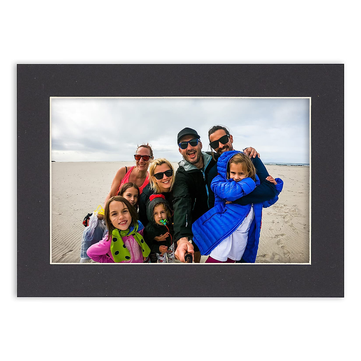 8.5x11 Mat Bevel Cut for 7x9 Photos - Acid Free Black Precut Matboard with Backing Board and Crystal Clear, Self Seal Photo Mat Bag - for Pictures, Photos, Framing - 4-ply Thickness