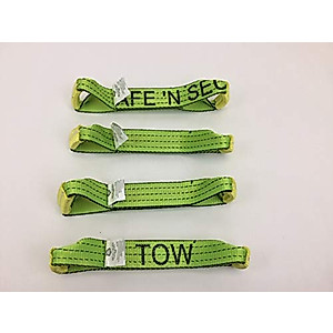 8 Point Heavy Duty TECNIC Strap Kit for Rollback / Flatbed Tie Downs with 12" Chain Tail