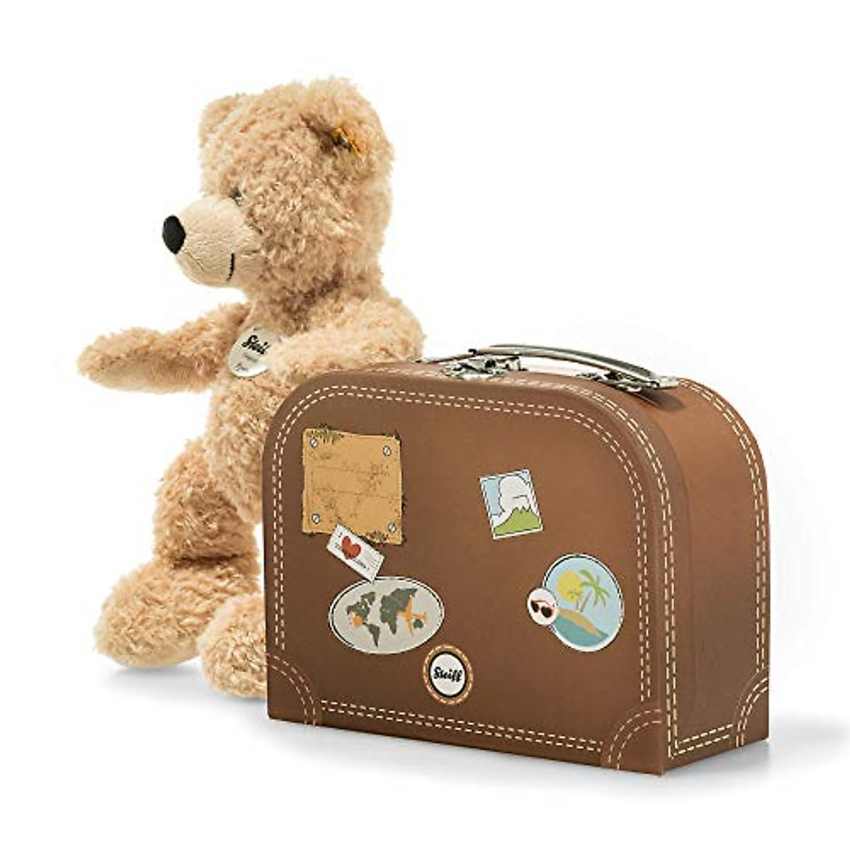 Steiff Fynn In Suitcase Tan, 11 inches
