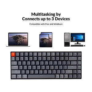 Keychron K2 Wireless Bluetooth 5.1/Wired USB Mechanical Keyboard for Mac Layout, Compact 84 Keys Computer Keyboard Gateron G Pro Blue Switch White LED Backlight N-Key Rollover for Windows-Version 2