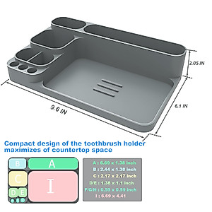 Bathroom Countertop Electric Toothbrush Toothpaste Organizer, Toiletry Counter Sink Silicone Organization Small Storage, Multifunctional Vanity Brush Stand, Green