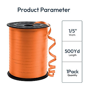 KMER LIFE Premium Orange Curling Ribbon, 1/5" Wide x 500 Yards Christmas Curling Ribbons for Gift Wrapping, Party Decoration, Balloon String, Ribbons for Florist Flower (1 Roll)