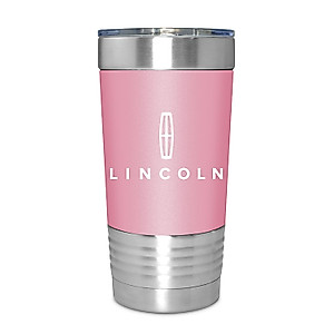 iPick Image for Lincoln Logo 20 oz Dual-Wall Insulated Stainless Steel with Pink Silicone Sleeve Travel Tumbler