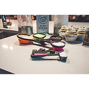 Collapsible Measuring Cups and Measuring Spoons | Portable Food Grade Silicone Measurement Cup Set for Liquid & Dry Food | Baking & Cooking | Kitchen Utensils | Dog Food & Camping & Kids Measuring Cup