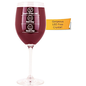 Whimsical Gift World Funny Wine Glass 14 Oz. With Emoji Faces (Don’t Even Ask, Good Day, Bad Day) | Novelty Gag Gifts for Men & Women | For Red & White Wine, Celebrations & Wine Tasting