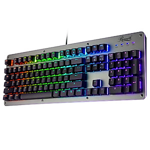 Rosewill NEON K52 Wired Waterproof Gaming Keyboard, 8 RGB Backlight Effects, 104 Keys 19 Keys Anti-Ghosting 12 Multimedia Hotkeys Aluminum Base