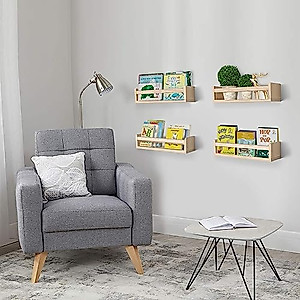 TUEGEGNS Nursery Book Shelves Wall Mounted Set of 4,Floating Wall Bookshelves for Kids,Nursery Shelves for Bookshelf Wall,Kids Bookshelf (Set of 4 Nature)