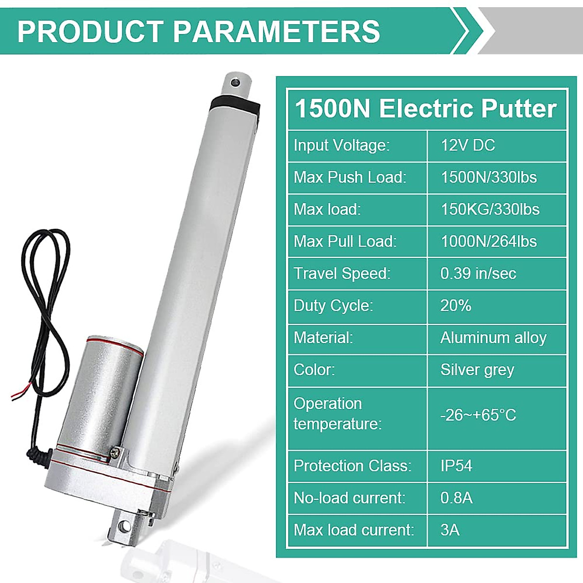 ECO-WORTHY Heavy Duty 330lbs/1500N Solar Tracker Linear Actuator Multi-Functions with Mounting Brackets (12V, 4") IP54 Waterproof Linear Motion Actuator