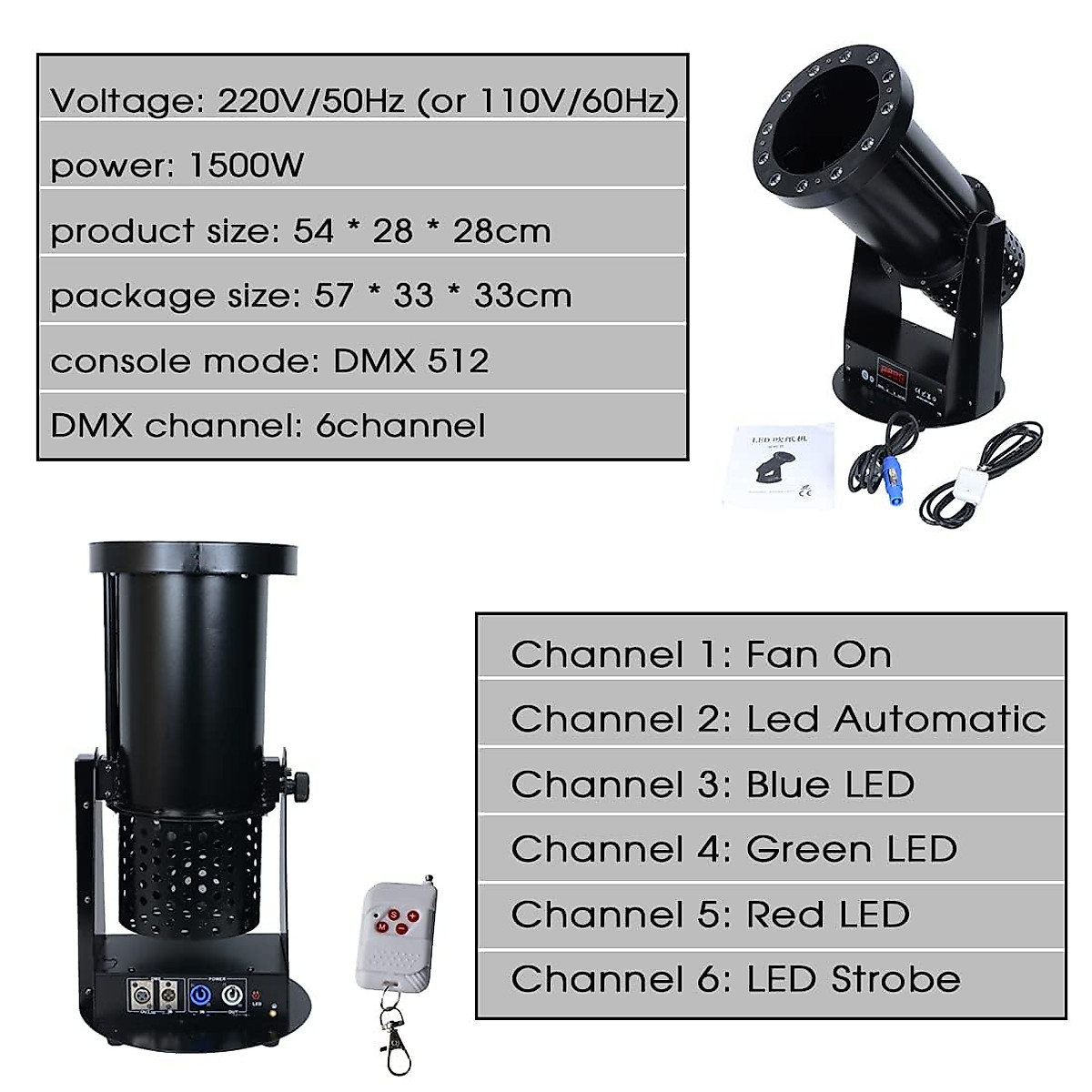 LED Professional Confetti Launcher Cannon Machine, Confetti Blower Machine Confetti Cannon 12X3W RGB 3 in 1 DMX/Remote Control for Weddding Disco Show Club Stage Party