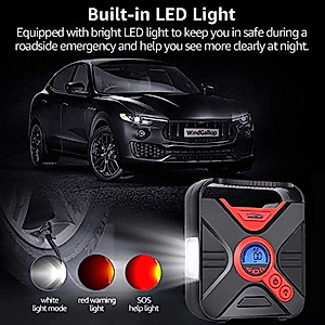 WindGallop Digital Car Tire Inflator Portable Air Compressor for Car Tires 12v Car Air Pump Tire Pump with Pressure Gauge LED Light Valve Adaptors for Bike Automobiles Basketball Pool Toys (Red)
