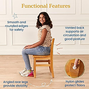 ECR4Kids 30in x 30in Square Hardwood Table with 28in Legs and Two 16in Chairs, Kids Furniture, Honey