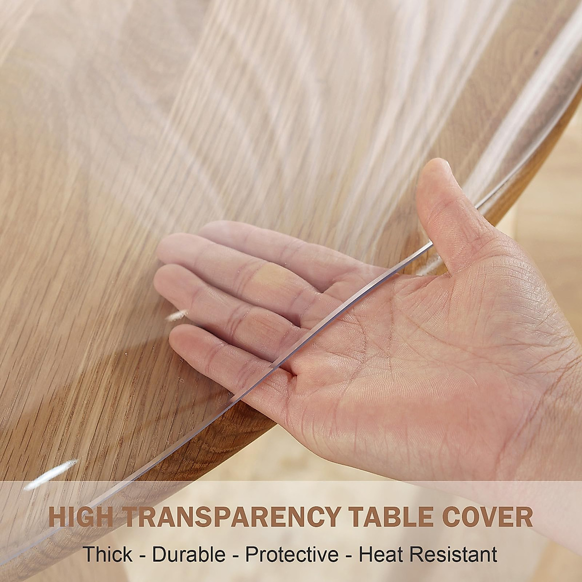 LovePads 2mm Thick Clear Round Table Cover Protector 42 Inch Clear Round Table Protector for Dining Room Table, Round Plastic Table Cover, Plastic Cover for Round Table, PVC Round Table Pads