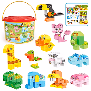 Animals Building Blocks Set, 122 Pieces Animal Building Toy Kit with Storage Box for Kids Ages 3 4 5 6 Years, Creative STEM Educational Preschool Toys for Toddlers Boys Girls Christmas Birthday Gift