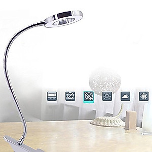 Simlug Magnifying Glass Lamp, Magnifying Light Table Base Holder USB Powered Portable Clamp Table Base Holder Desk Magnifier Lamp Ideal for Eyebrow Tattoo Tattoo