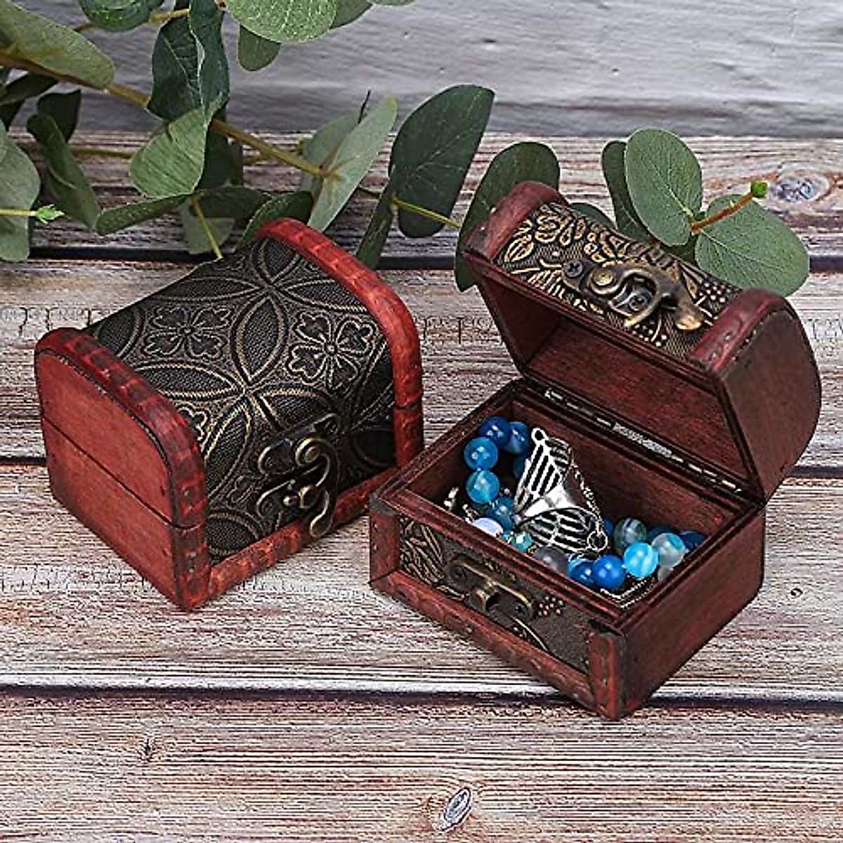 ZZYINH AN207 2Pcs Handcrafted Wooden Vintage Jewelry Storage Box Delicate Candy Box Jewelry Collection Necklace Bracelet Ring Holder Case New Small Jewelry