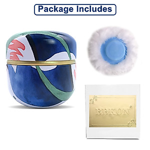 BBKON Large Powder Puff for Body Powder with Powder Container, Soft Powder Puff and Dusting Powder Travel Case (Romantic Cherry Blossoms)