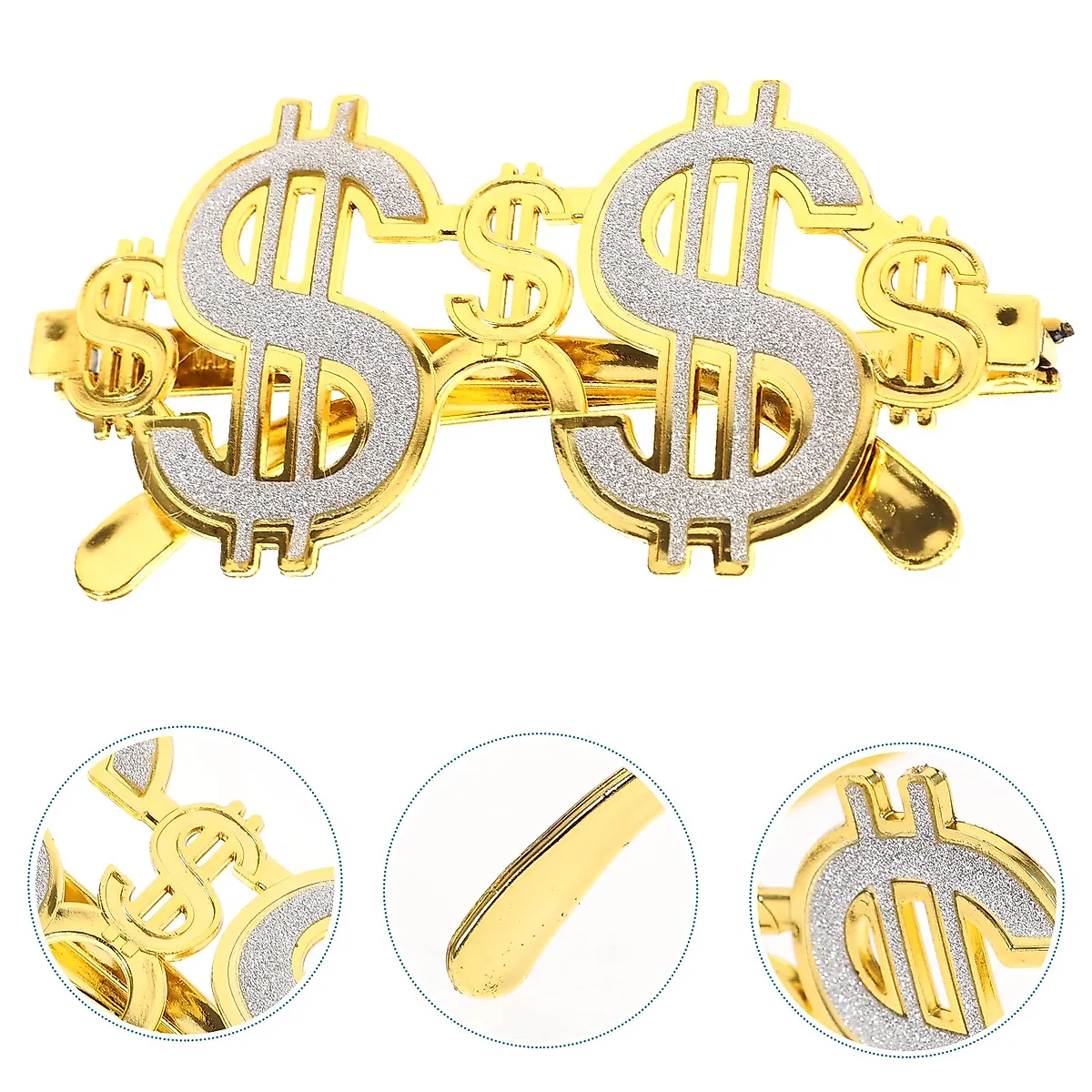 Amosfun Party Eyeglasses Sunglasses Funny Glasses for Costume Cosplay Photo Props Party Favor (Golden)