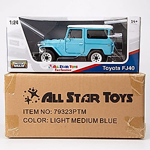 All Star Toys Toyota Land Cruiser FJ40 Sky Blue with Custom Off-Road Wheels 1/24 Diecast Model by Motormax 79323 Exclusive FJ Cruiser J40