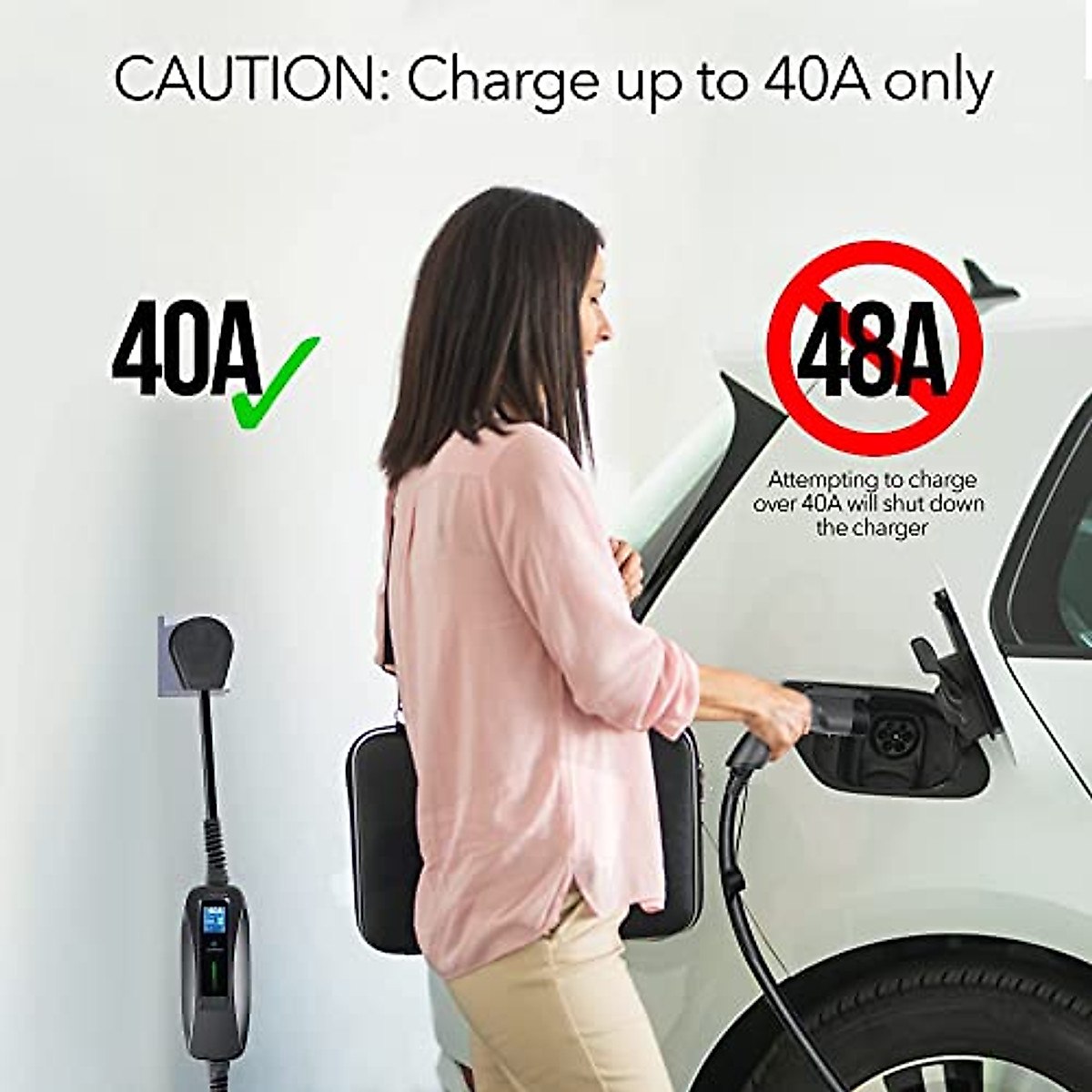 Lectron 40 Amp Level 2 EV Charger - 240V, 40 Amp, 9.6 kW, 15 ft Extension Cord & J1772 Cable - Portable Electric Car Charger for J1772 EVs with NEMA 14-50 Plug