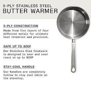 Made In Cookware - 3/4 Quart Stainless Steel Butter Warmer - 5 Ply Stainless Clad - Professional Cookware - Crafted in Italy - Induction Compatible