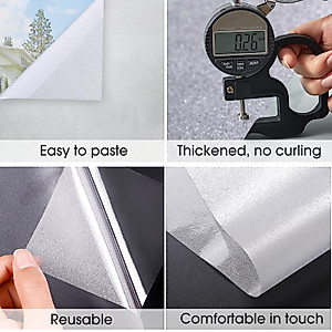 Coavas Window Privacy Film Frosted Glass Window Film Window Coverings Film Bathroom Window Frosting Film Day and Night Privacy Heat UV Blocking Non-Adhesive Removable Window Film for Home 35.4x157.4