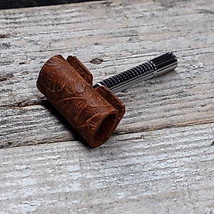 JJNUSA Handmade Old Fashioned Minimalist Sleeve Travel Pouch Leather Safety Double Edge Razor Case, Men's Shaving Razor Travel Cover 02