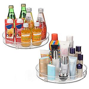 URALFA 2-Pack Lazy Susan Cabinet Organizer, Plastic Rotating Round Lazy Susan Turntable for Pantry, Countertop, Table, Fridge, 10.5 Inch