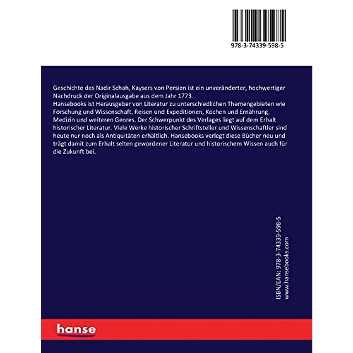 Geschichte des Nadir Schah, Kaysers von Persien (German Edition)