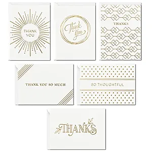 Hallmark Thank You Cards Assortment, Gold Foil (120 Thank You Notes with Envelopes for Wedding, Bridal Shower, Baby Shower, Business, Graduation), White