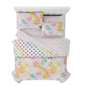 Franco Care Bears Classic Retro Rainbow Bedding 7 Piece Super Soft Comforter and Sheet Set with Sham, Full, (100% Official Licensed Product) Collectibles