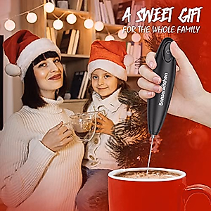 Bonsenkitchen Milk Frother Handheld, Automatic Milk Foam Maker Hand Frother for Coffee, Matcha, Hot Chocolate, Battery Operated Mini Drink Mixer-Black