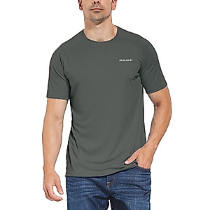 BALEAF Men's UPF 50+ Outdoor Running Workout Short-Sleeve T-Shirt Deep Gray Size L