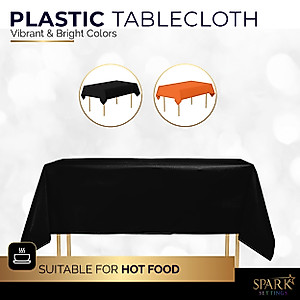 Amcrate Rectangular Plastic Black Orange Reusable Tablecloth Cover Pack of 2 - Ideal for Halloween Party, Weddings, Party’s, Birthdays, Dinners, Lunch’s, Or for Any Tableware Use, (54" x 108")
