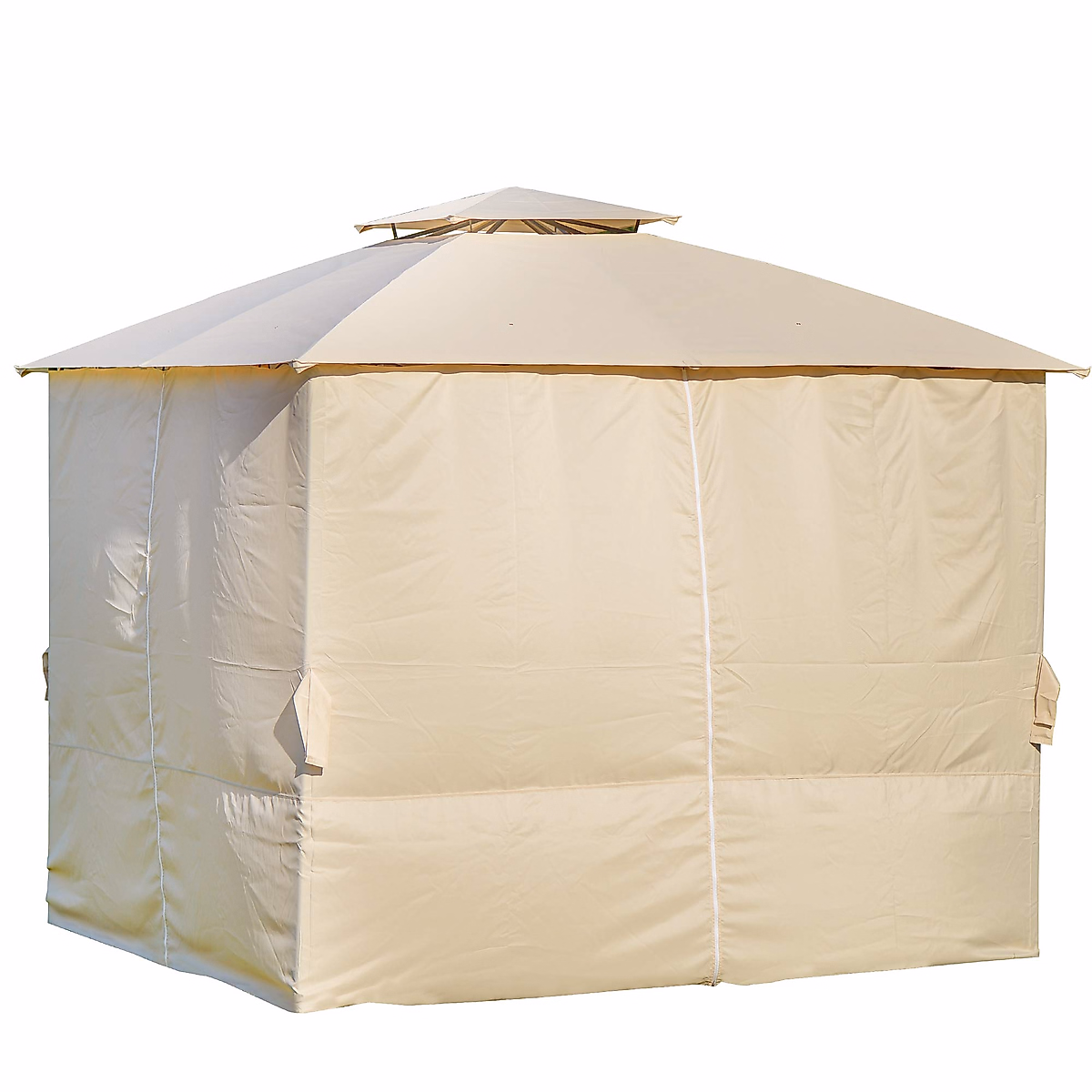 BBQ Gazebo Outdoor Gazebo Tent Gazebo with Mosquito Netting Canopy Cover Metal Hardtop Gazebos Double Tiered Grill Canopy with UV Protection for Garden Couryard 127.2" L*127.2" W*113.0" H Beige