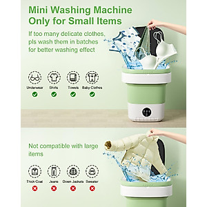 Portable Washing Machine, 13L Large Capacity Laundry Washer Cleaning for Underwear, Baby Clothes, Shirts,Small Delicates. Foldable Mini Washer and Dryer Combo for Apartment,Hotel,Camp,RV,Travel(Green)