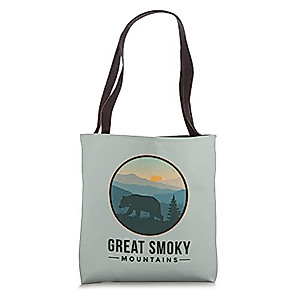 Great Smoky Mountains Retro National Park Bear Graphic Tote Bag