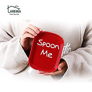 Lareina Ceramic Spoon Rest For Stove Top - Spoon Holder For Kitchen Counter Top, Heat-Resistant Cooking Utensil Rest, Cute Spoon Rest, Modern Farmhouse Kitchen Decor, Red