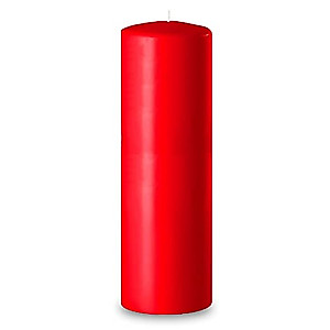 Hyoola Red Pillar Candles 2x8 Inch - 4 Pack Unscented Pillar Candles - European Made