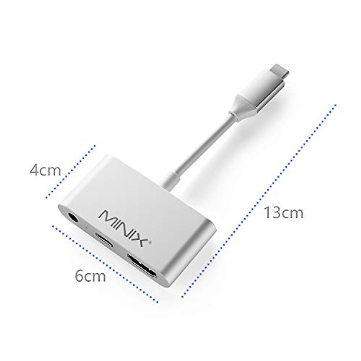 MINIX NEO C-HAGR, USB-C 3.5mm Audio Jack Adapte with to 4K @ 60Hz Display Output, Multi OS Support macOS, iPadOS, Android OS and Windows OS. Silver